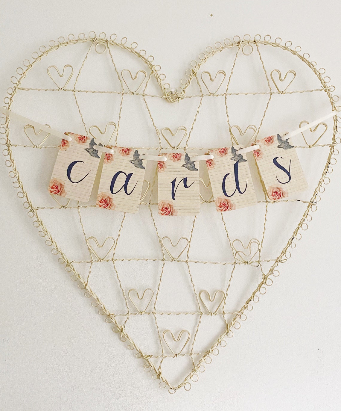 Pink Wedding Card Garland Vintage Style Bird Rose Flower | Etsy