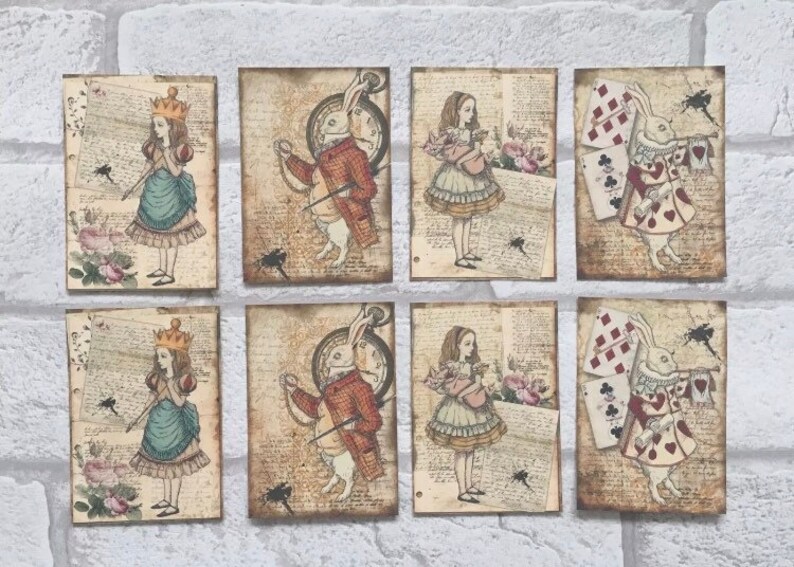 Alice in Wonderland Card Toppers, Vintage Style, Card Making, Craft ...