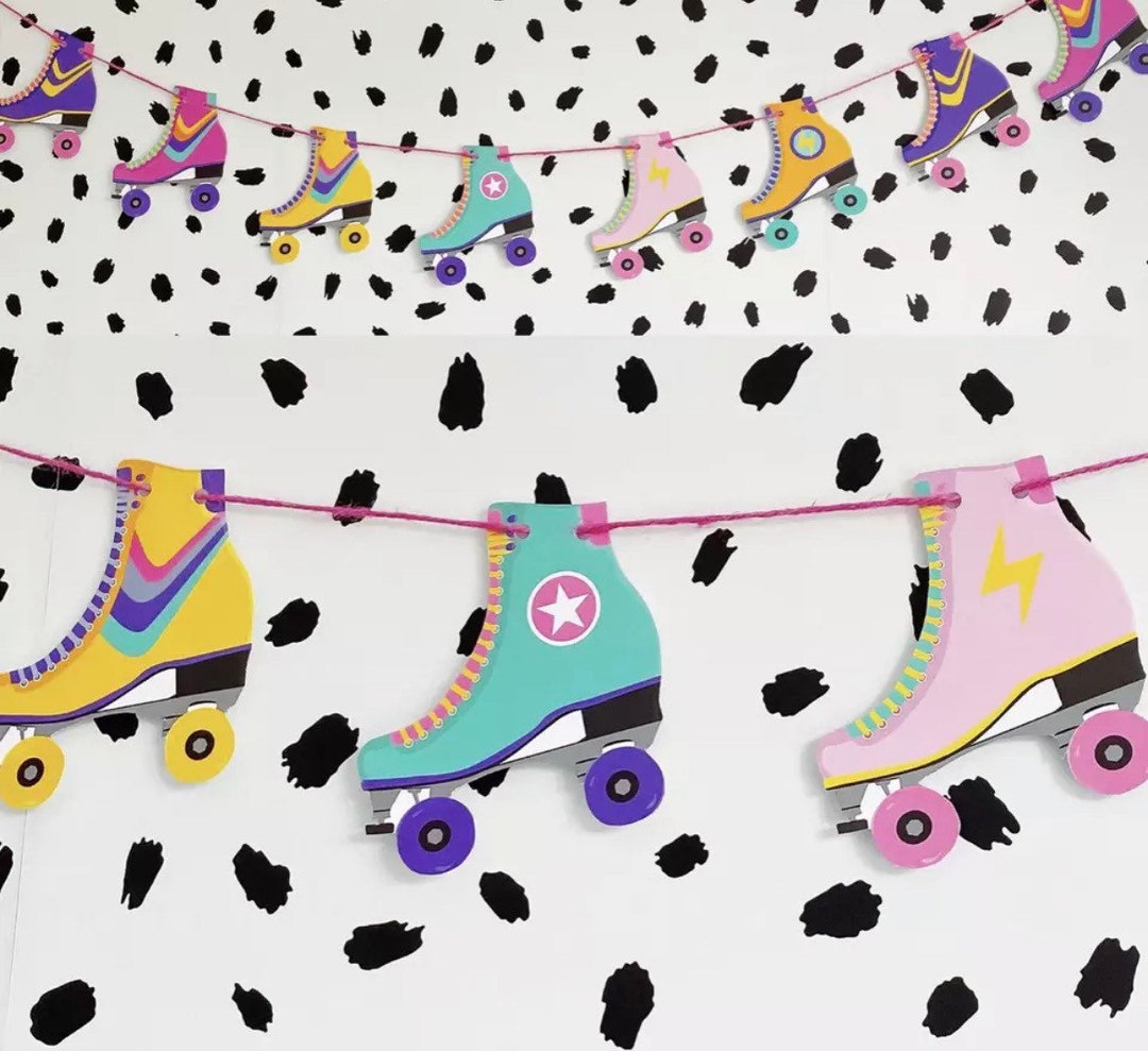 Roller Skate Banner Garland Bunting Retro Birthday - Etsy
