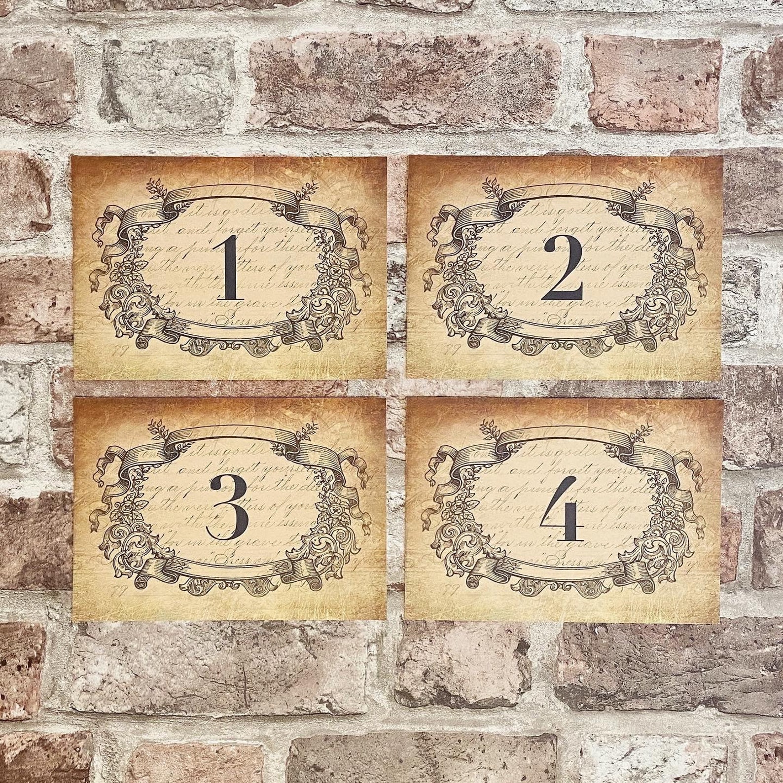 Wedding Table Numbers Cards Vintage Style Card Numbers or - Etsy