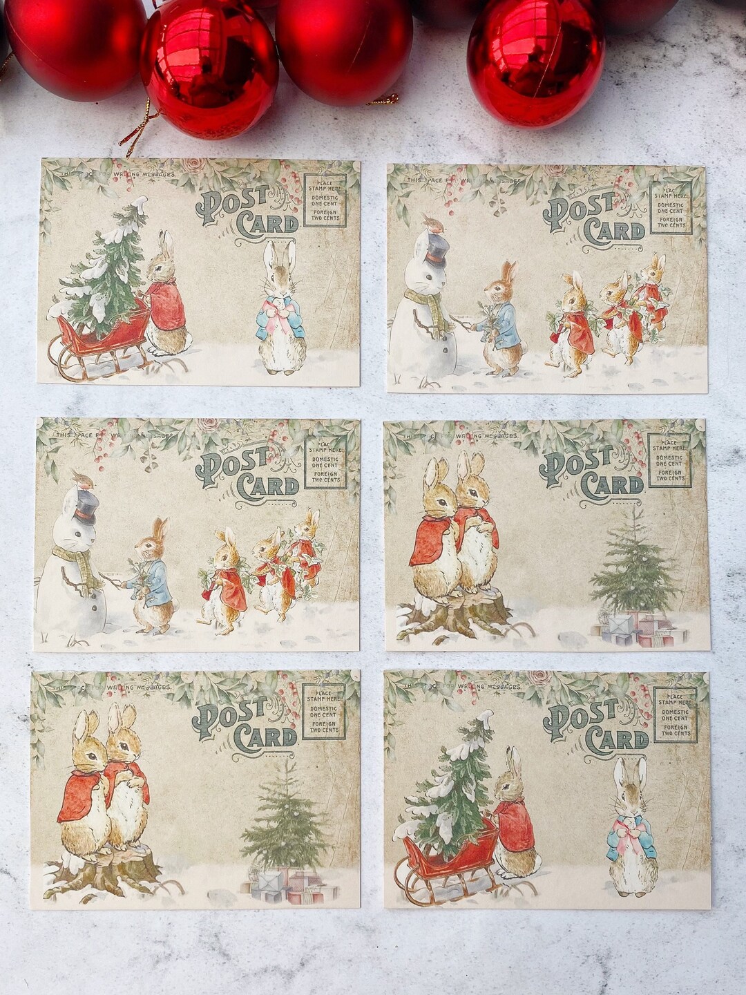 Peter Rabbit Christmas Card Toppers Vintage Retro Style for ...