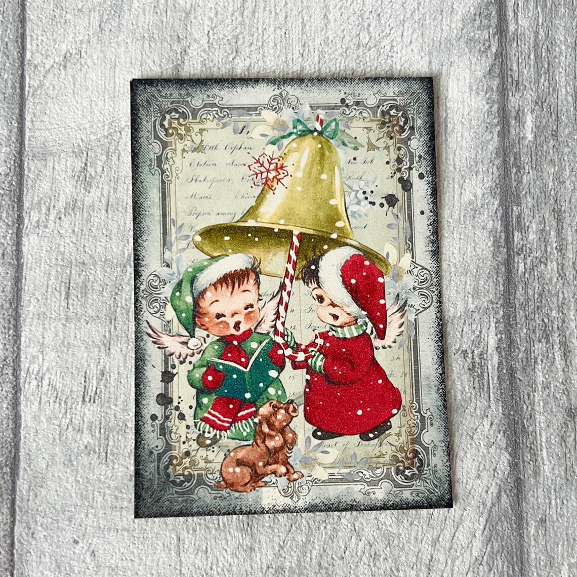 Christmas Card Toppers Vintage Retro Style for Scrapbooking Tags and ...
