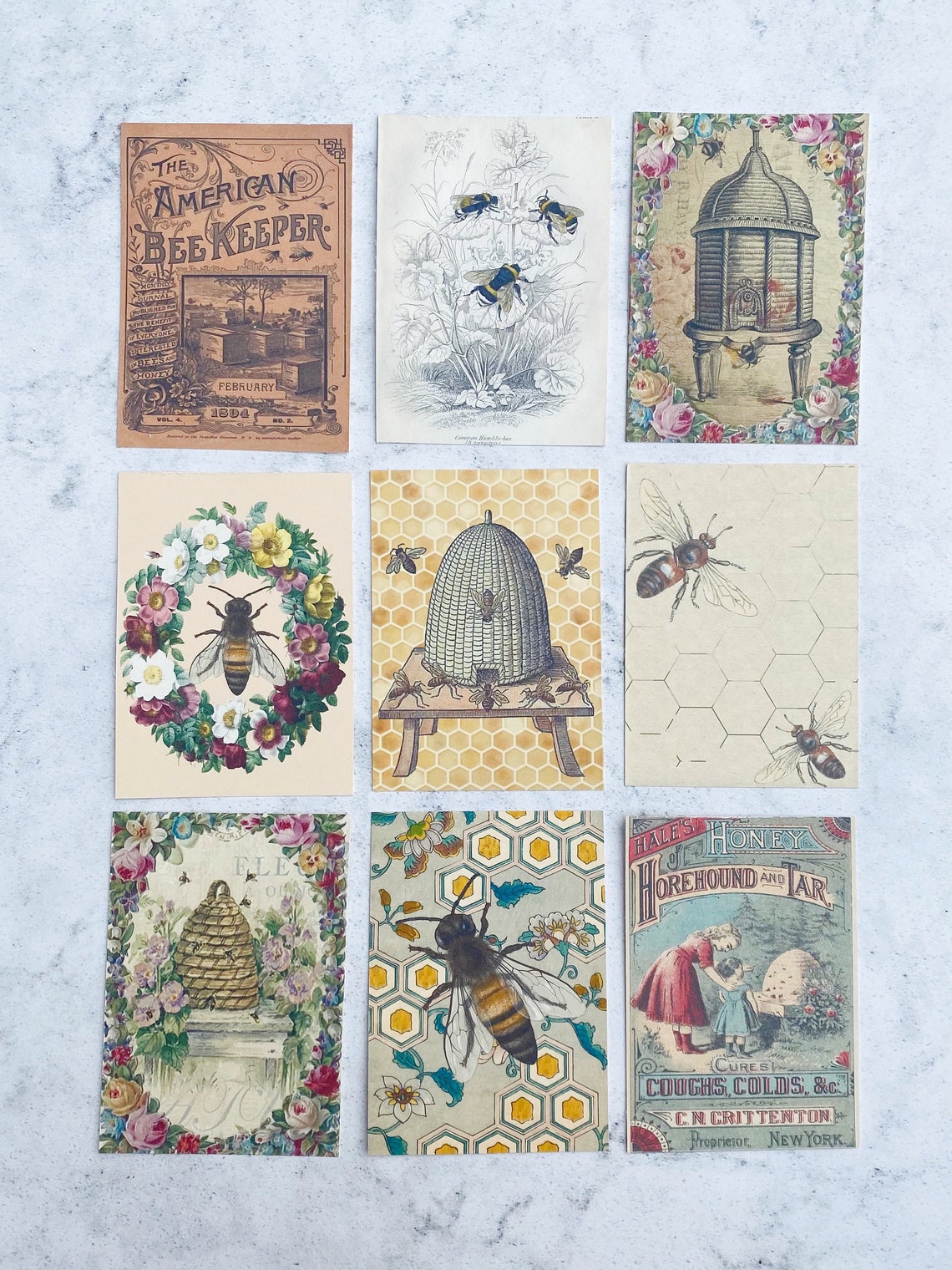 Bee Hive Card Toppers vintage ephemera make your own cards | Etsy