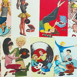 Record Music Card Toppers 50's 60's Craft Journal Cards Party Birthday ...