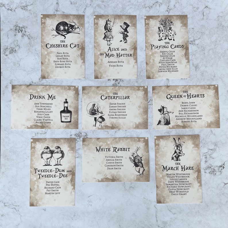 Alice Theme Wedding Table Plan Seating Planner Party Alice in - Etsy UK