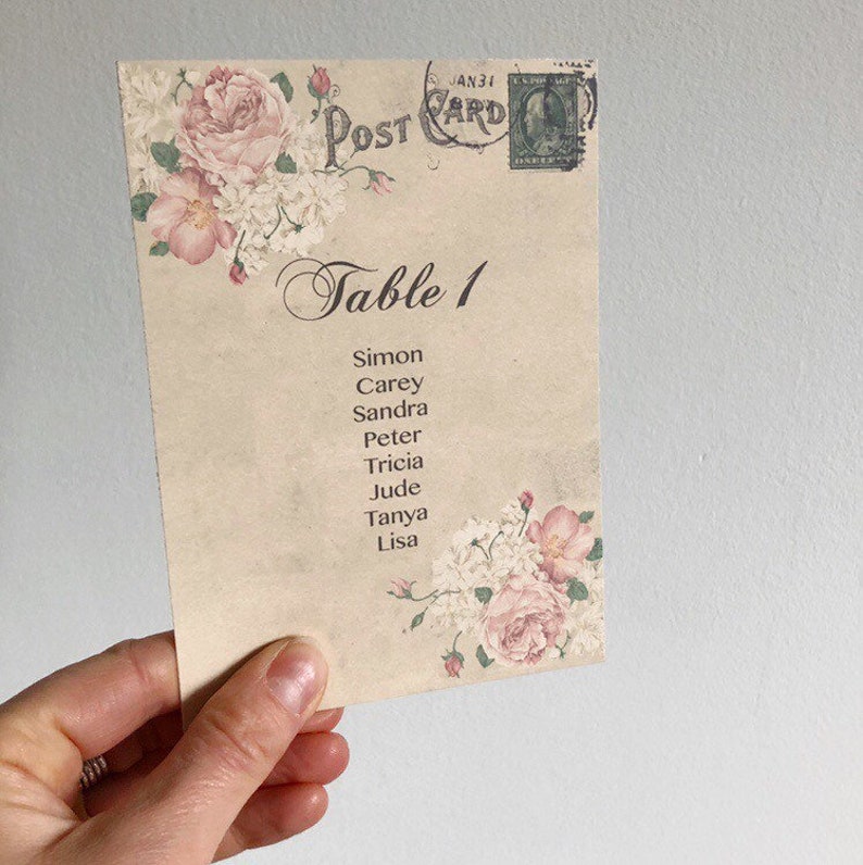 Vintage Style Wedding Table Planner Cards Postcard Seating Plan - Etsy UK