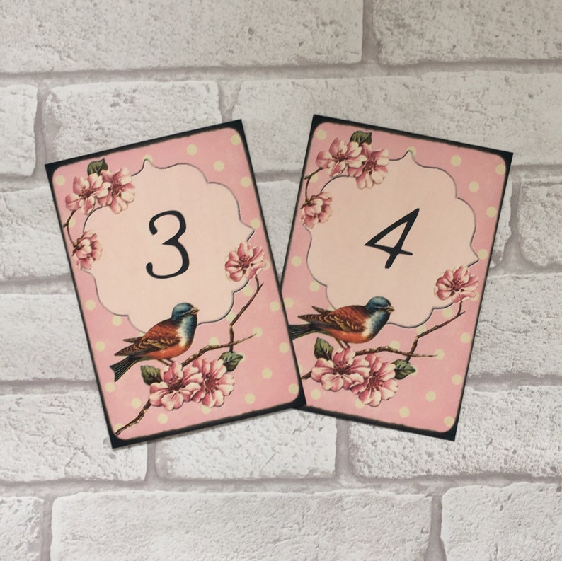 Vintage Bird Retro Style Wedding Table Number Card A5 - Etsy UK