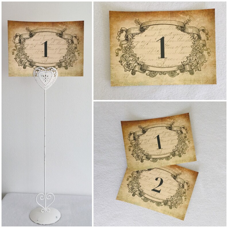 Wedding Table Numbers Cards Vintage Style Card Numbers or - Etsy