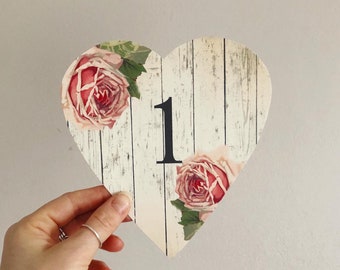 Heart Table Numbers | Etsy