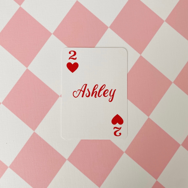 Playing Card Place Name Cards personalised with guests wedding | Etsy