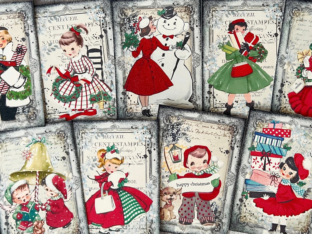 Christmas Card Toppers Vintage Retro Style for Scrapbooking - Etsy UK