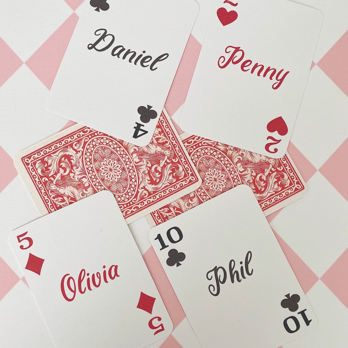 Playing Card Place Name Cards personalised with guests wedding | Etsy