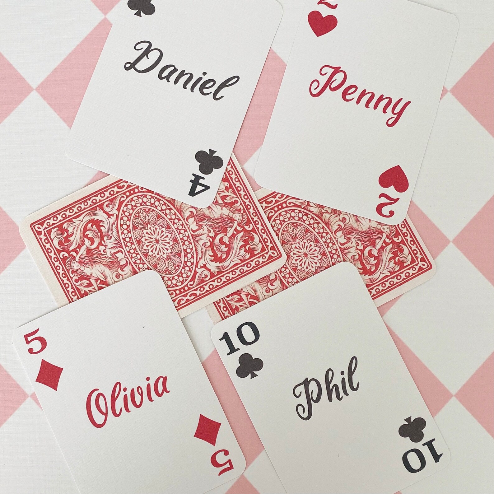 Playing Card Place Name Cards Personalised With Guests Wedding Party ...
