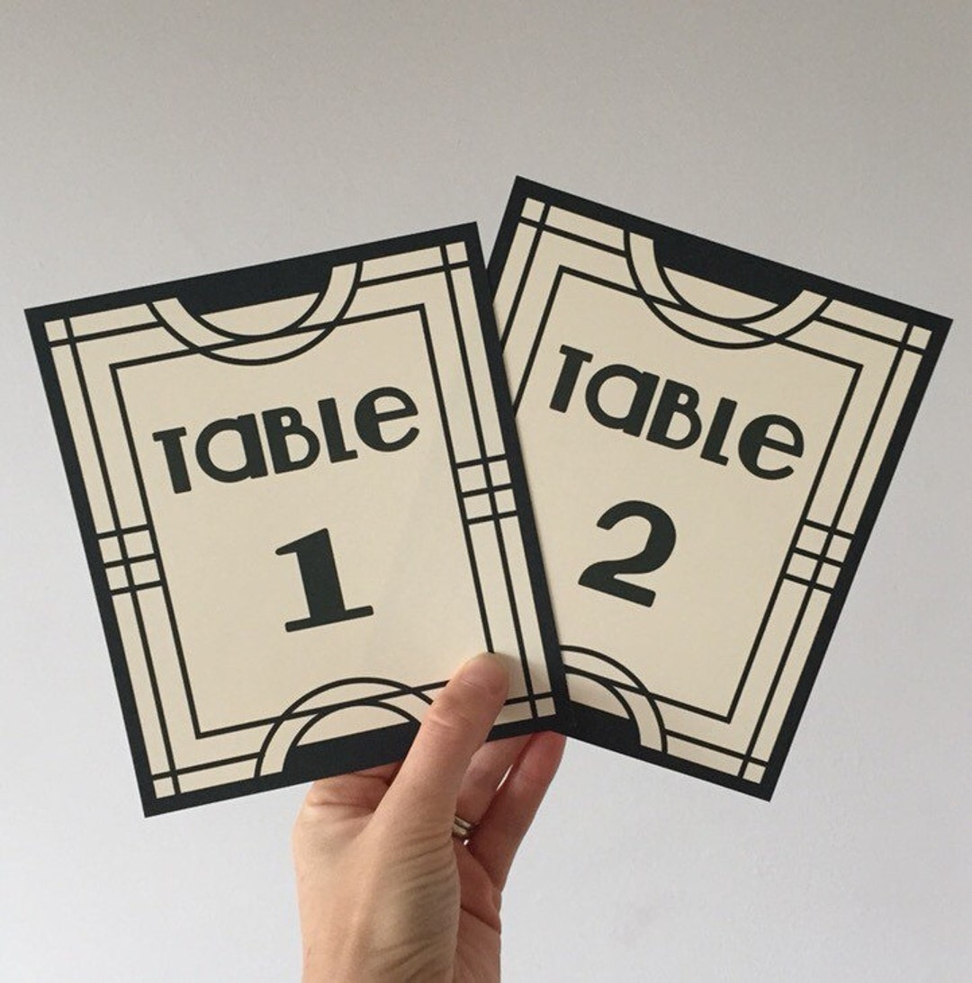 Gatsby Table Number Cards, Art Deco, Wedding, Vintage Party - Etsy