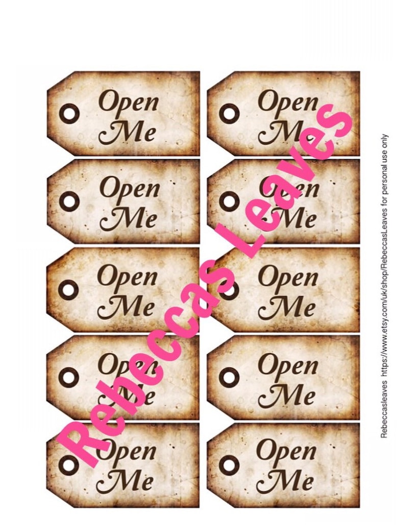 Open Me Alice In Wonderland gift tags Digital Download | Etsy