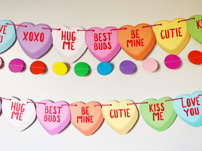 Love Hearts Garland Valentines Decoration Candy Sweet Cute - Etsy UK