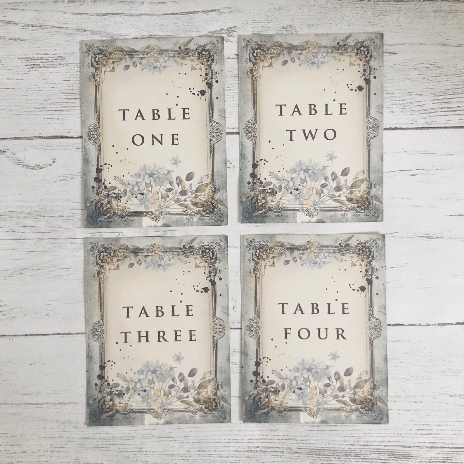 Wedding Table Number Cards Blue Winter Vintage Style Shabby Gothic - Etsy