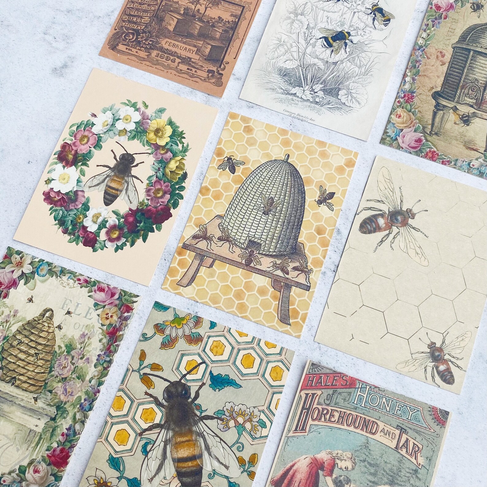 Bee Hive Card Toppers vintage ephemera make your own cards | Etsy
