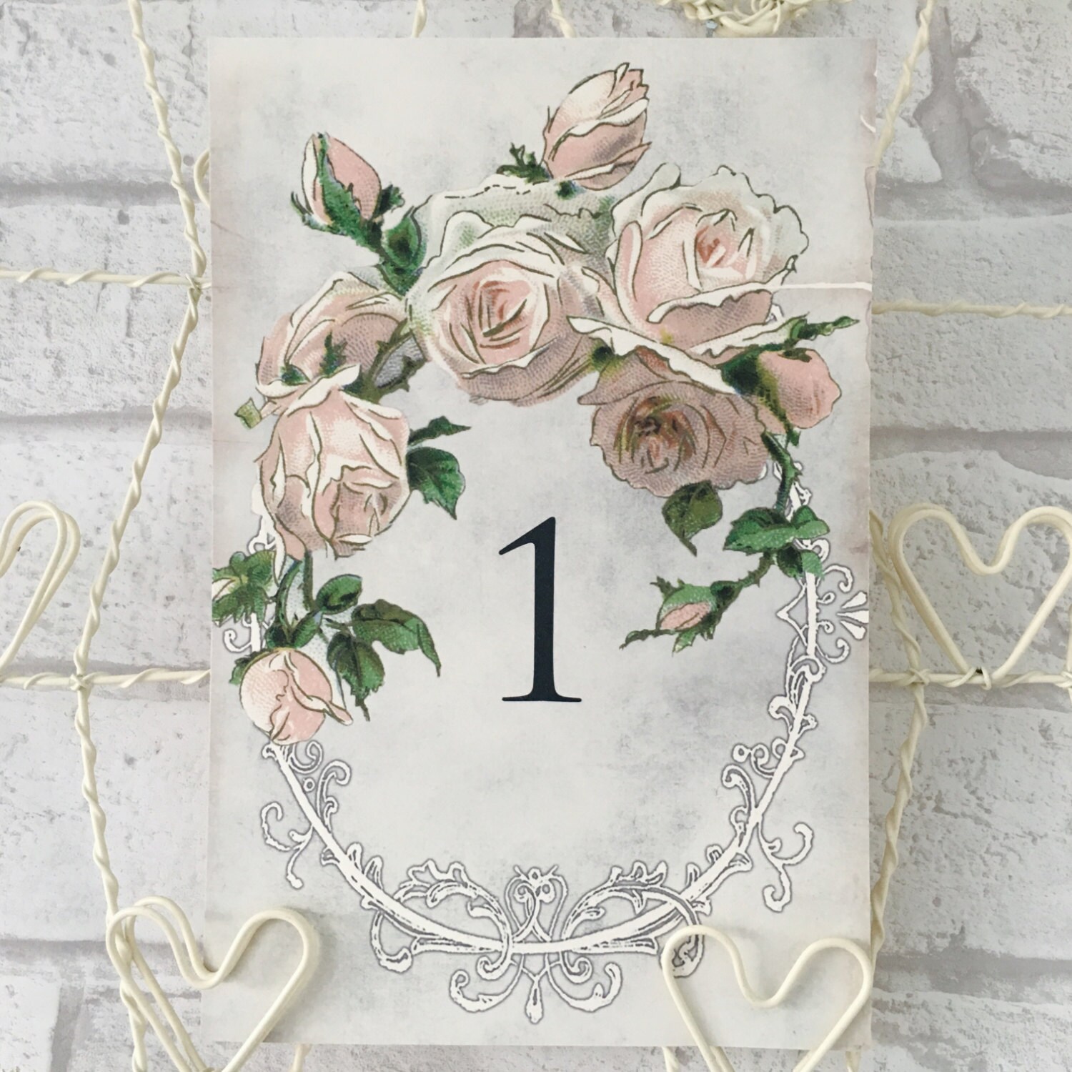 Vintage Style Wedding Table Numbers Names Cards Cream Flower | Etsy