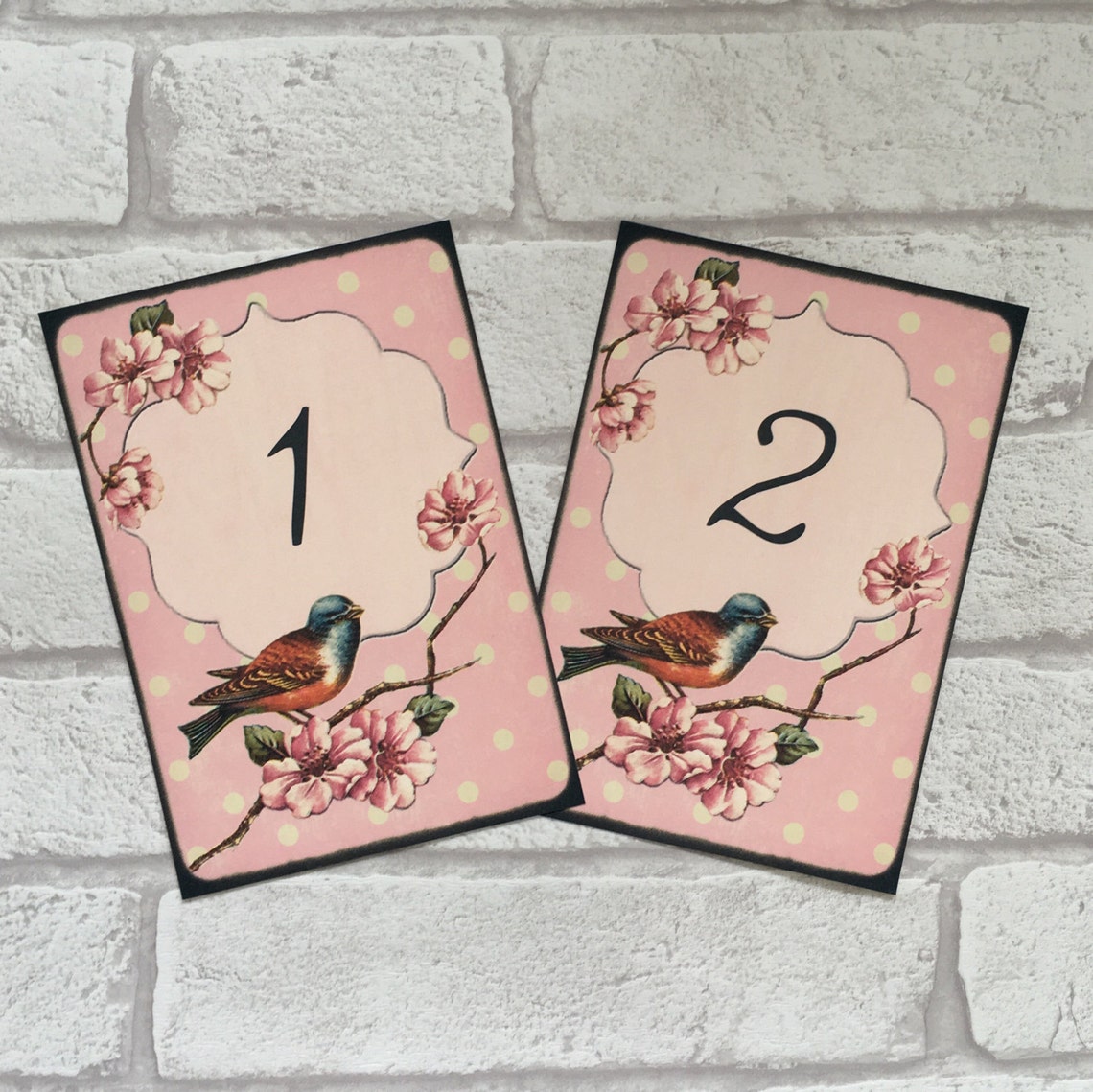 Vintage Bird Retro Style Wedding Table Number Card A5 - Etsy UK