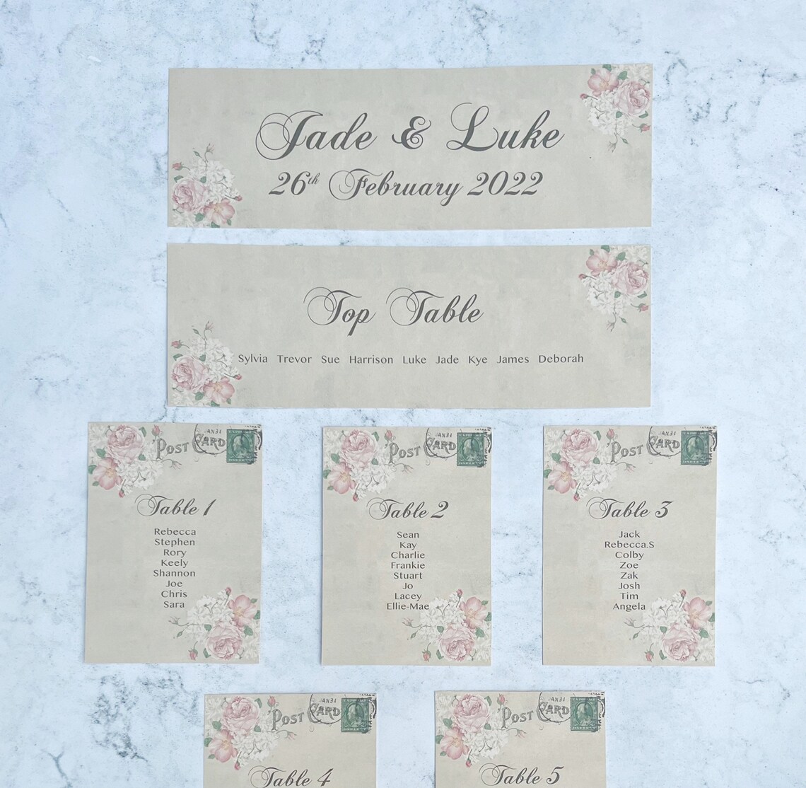 Vintage Style Wedding Table Planner Cards Postcard Seating Plan - Etsy UK