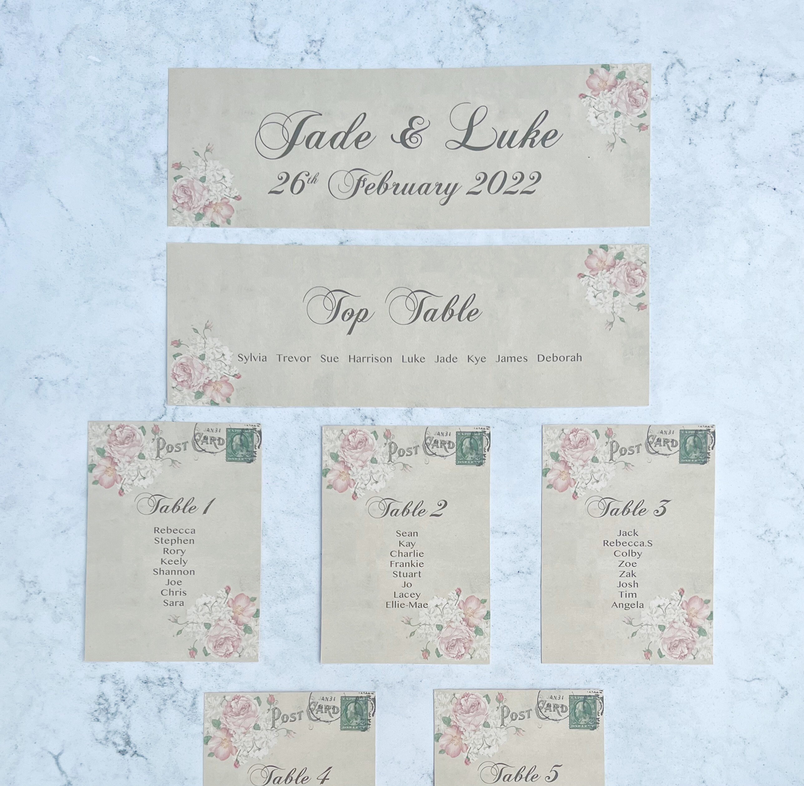Vintage Style Wedding Table Planner Cards Postcard Seating Plan - Etsy UK