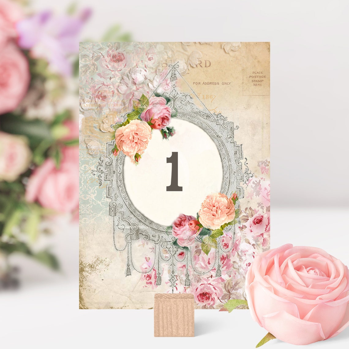 Pretty Vintage Wedding Table Number Cards shabby chic | Etsy