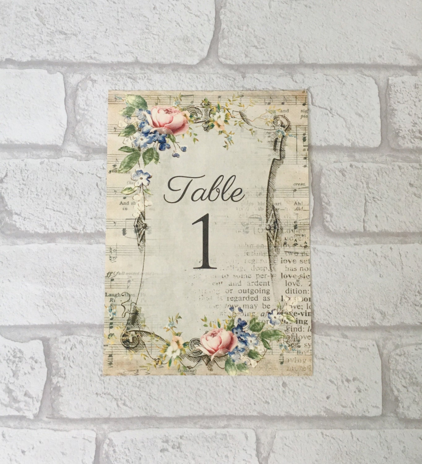 Wedding table cards numbers or names shabby chic vintage | Etsy