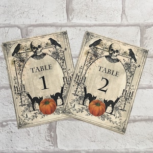 Halloween Table Number Cards for Spooky Weddings and Parties - Name ...