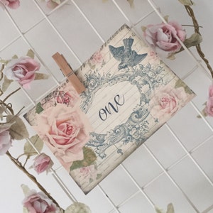 Vintage Style Postcard Table Numbers for Wedding and Party Birds Frame ...