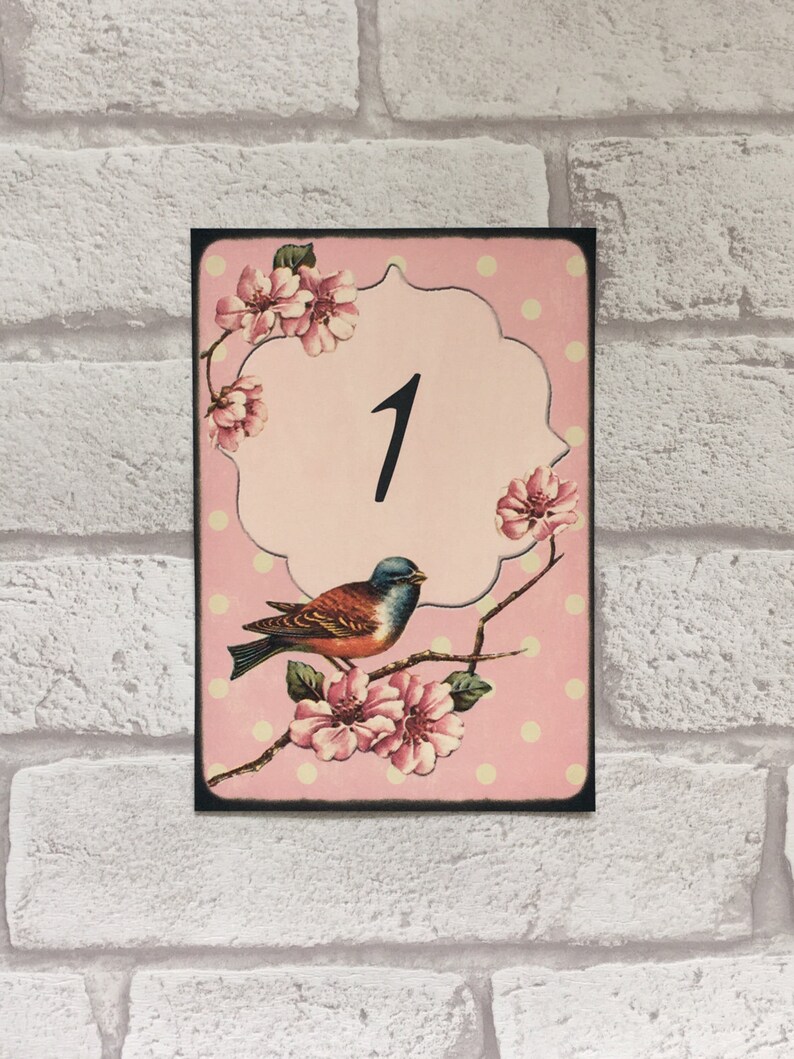 Vintage Bird Retro Style Wedding Table Number Card A5 - Etsy UK