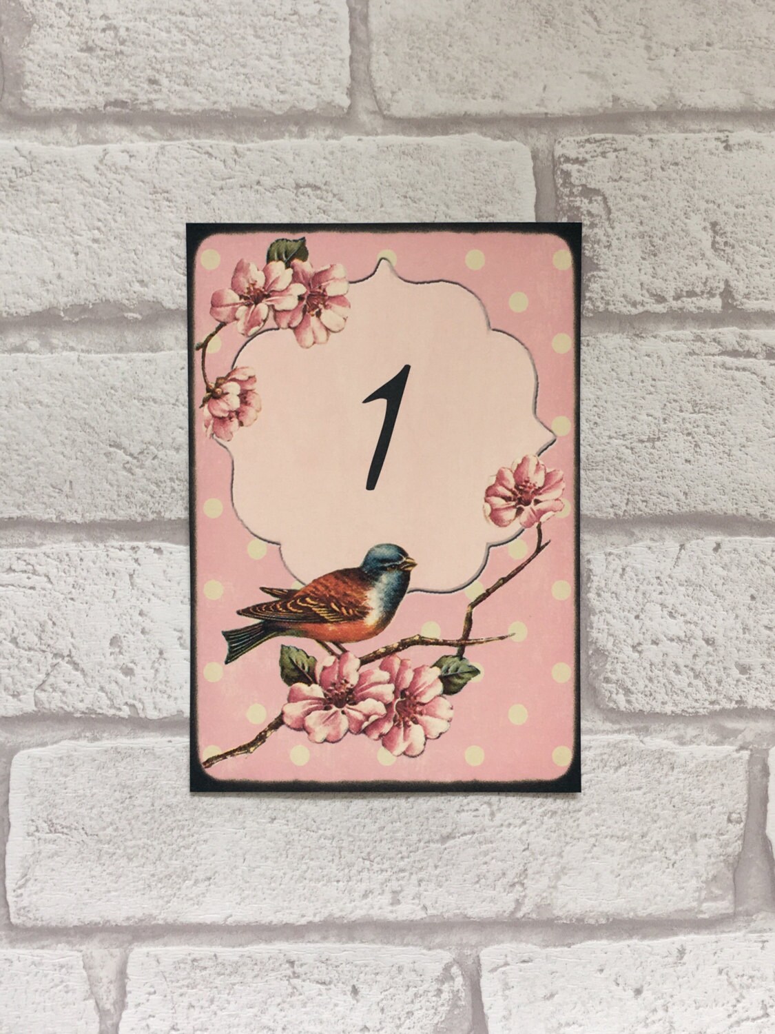 Vintage Bird Retro Style Wedding Table Number Card A5 - Etsy UK