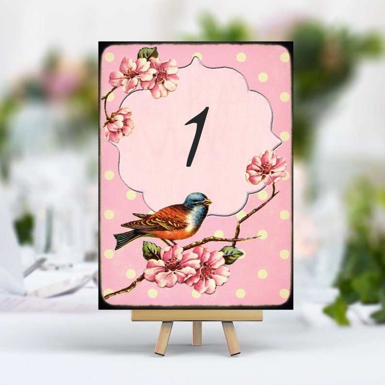 Vintage Bird Retro Style Wedding Table Number Card A5 - Etsy UK
