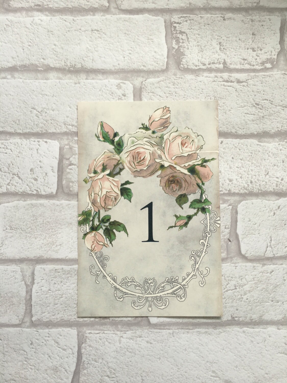 Vintage Style Wedding Table Numbers Names Cards Cream Flower | Etsy