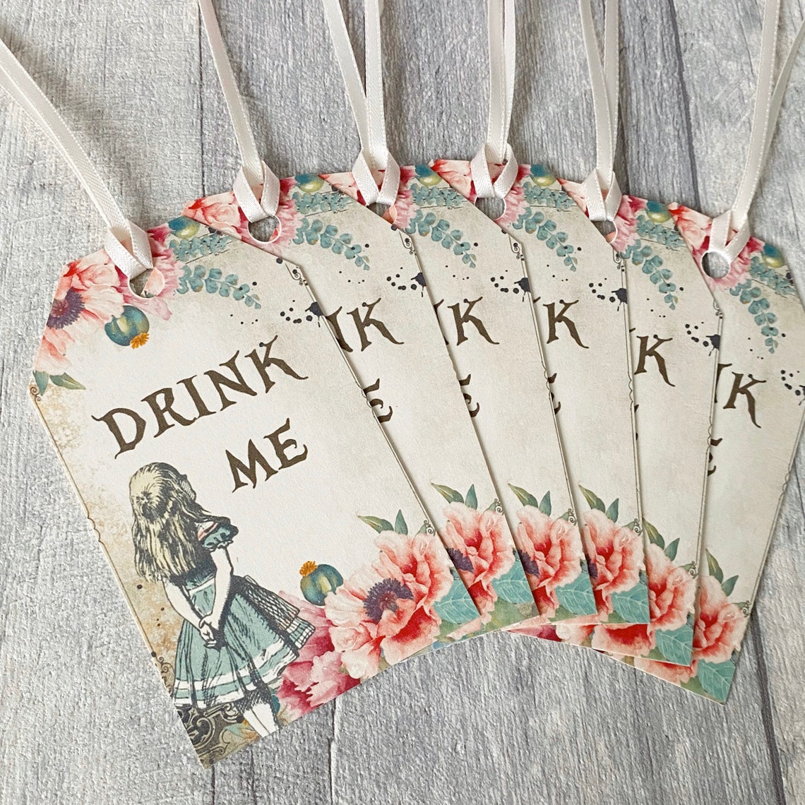 Drink Me Alice in Wonderland Gift Tag Labels Bottle Tags Set - Etsy