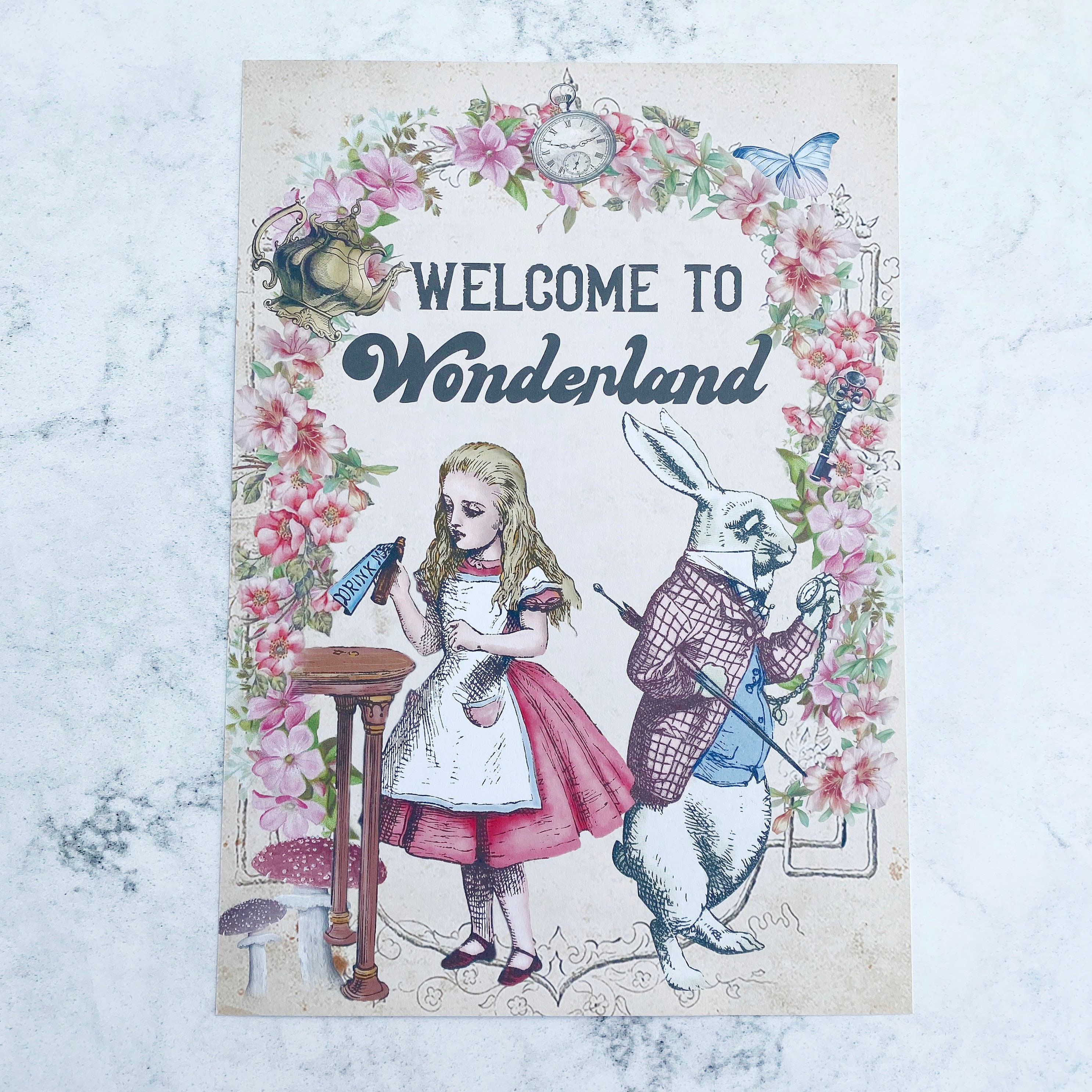Welcome to Wonderland Print Alice Sign Home Decor - Etsy UK