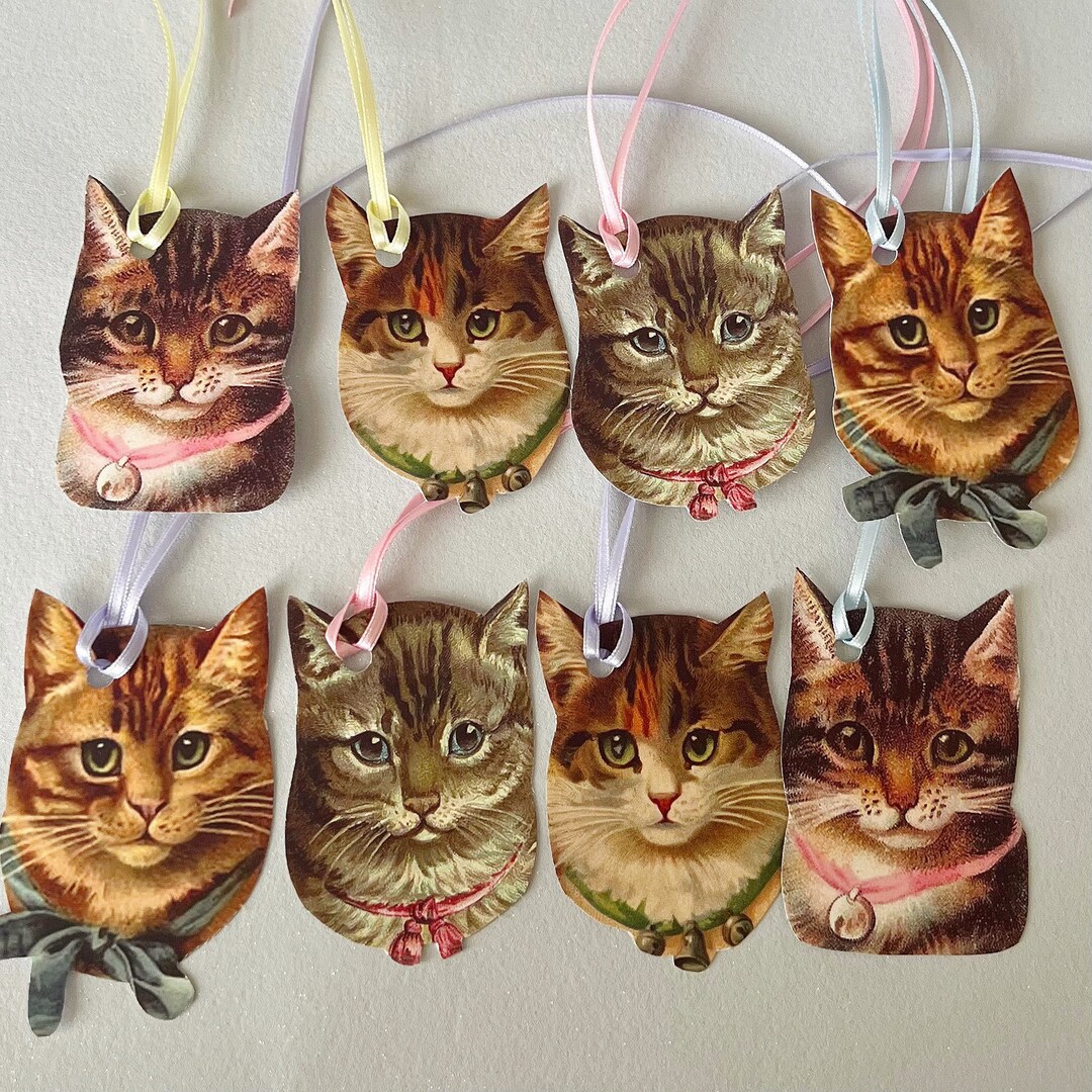 Cat Gift Tag Labels Tags Set of 8 Birthday Present - Etsy