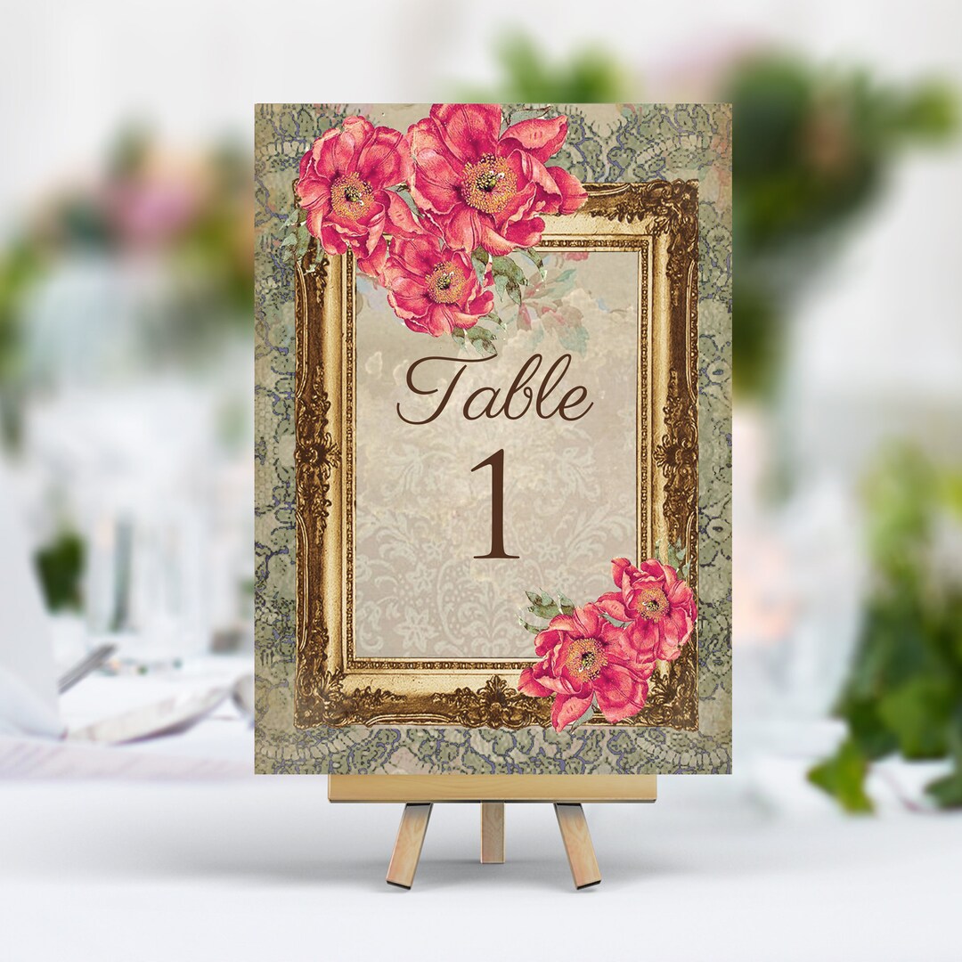 Wedding Table Number Cards, Name Card, Vintage Antique Frame With ...