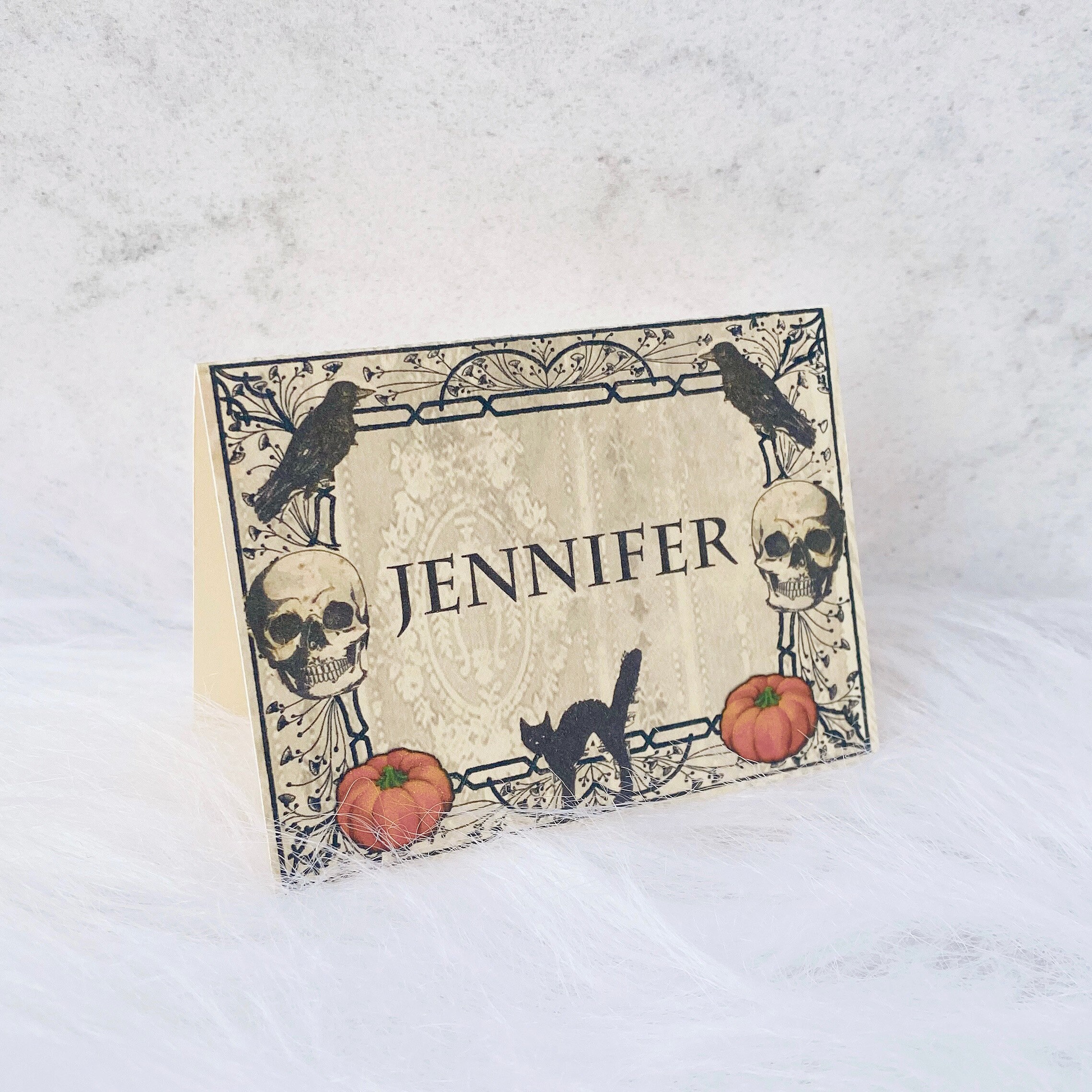 Spooky Halloween Place Name Cards - Set of 10 - Personalised Party ...