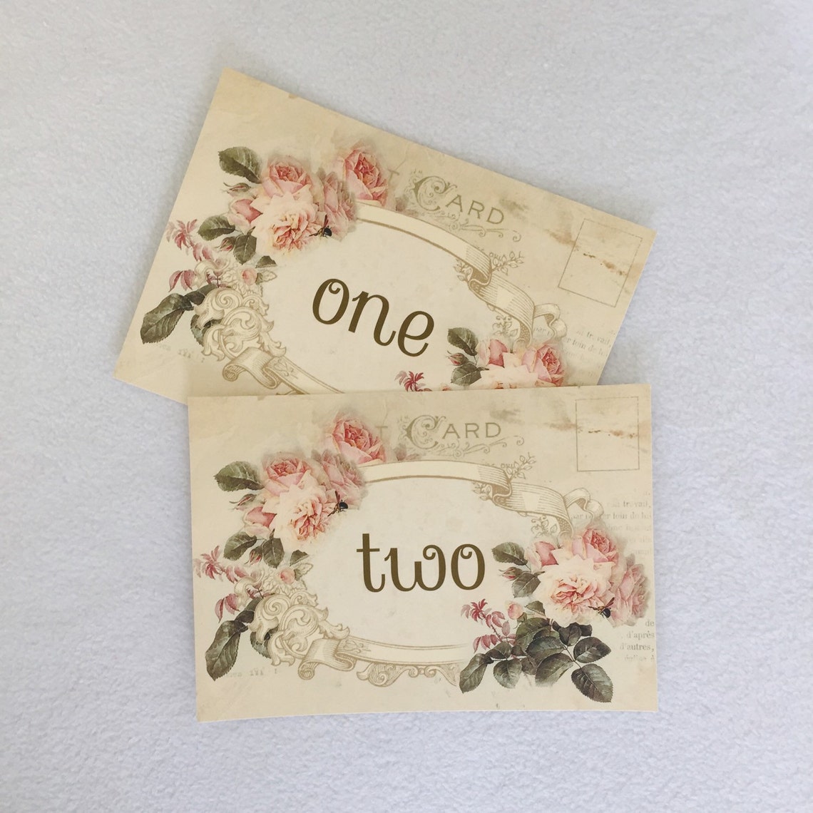 Wedding Table Cards Vintage Style Postcard Names Numbers | Etsy