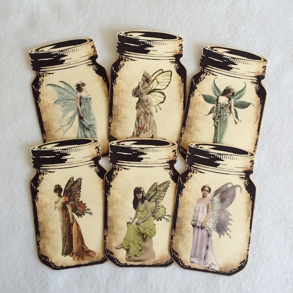 Captured Fairy Fairies Mason Jar Tags or Toppers for Craft | Etsy UK