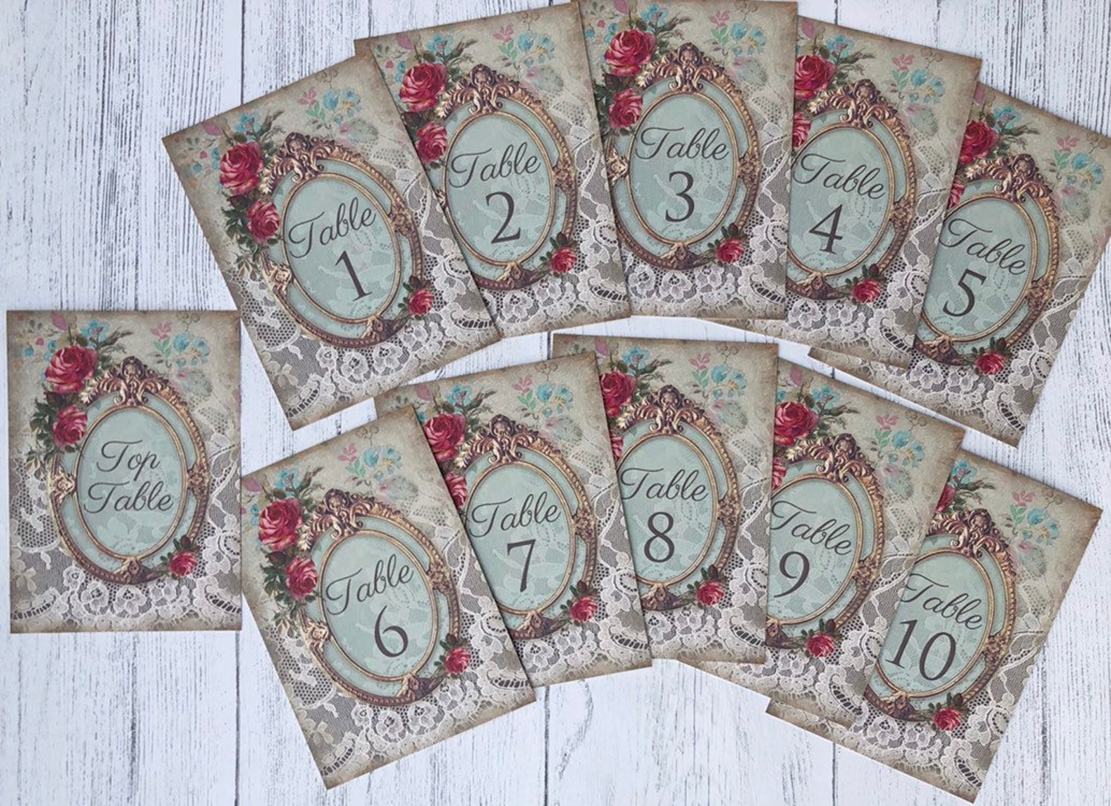 Antique Style Wedding Table Number Cards Names Vintage Frame | Etsy