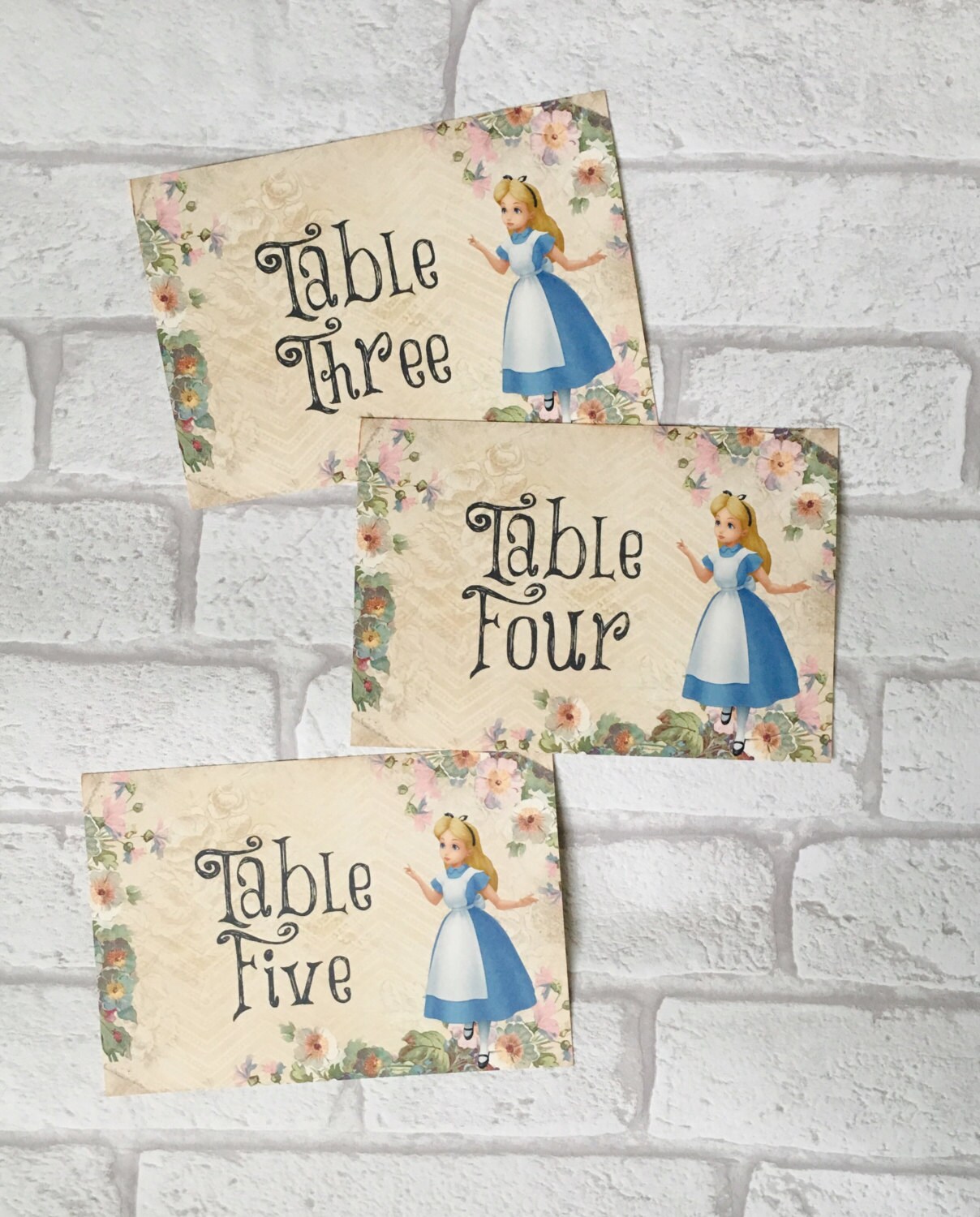 Alice in Wonderland Wedding Table Number Cards - Etsy UK
