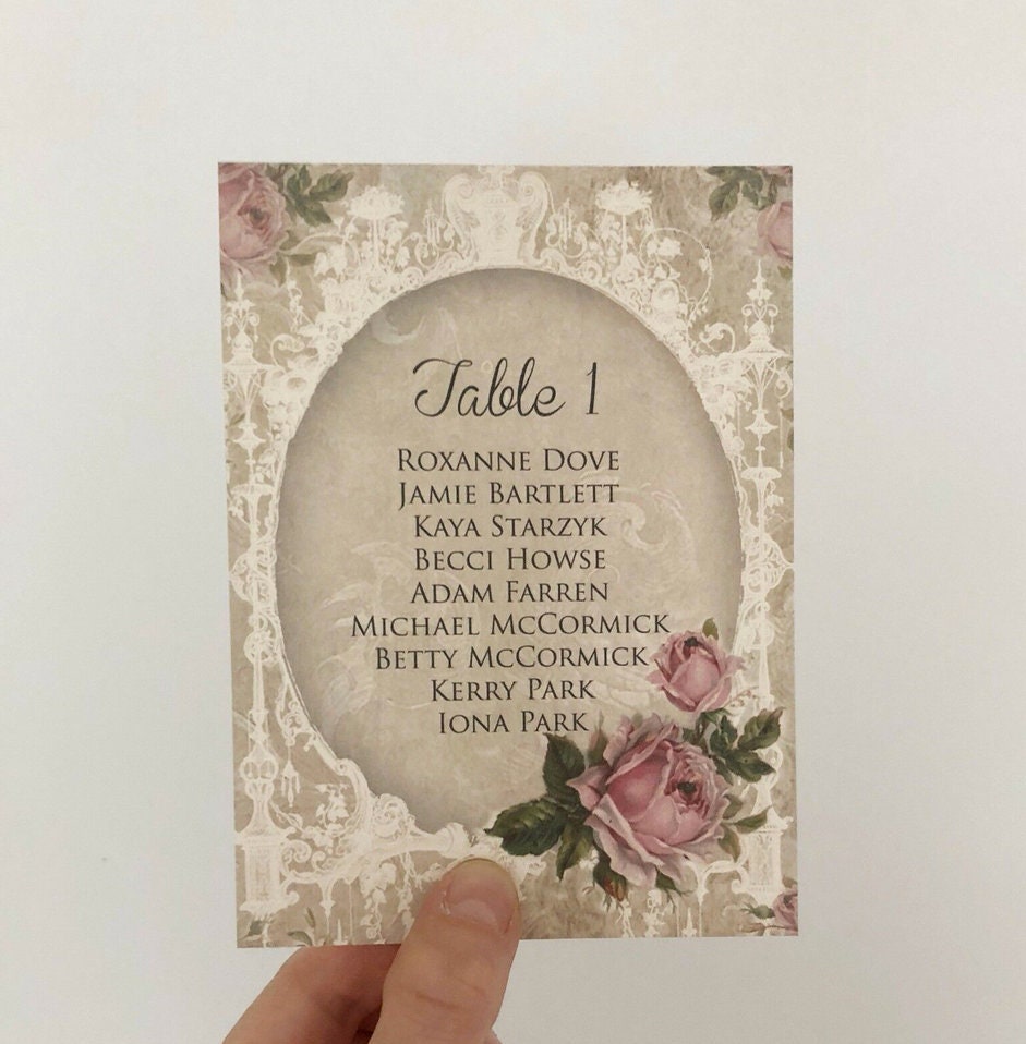 Vintage Style Wedding Table Plan Seating Planner Party Chart | Etsy UK