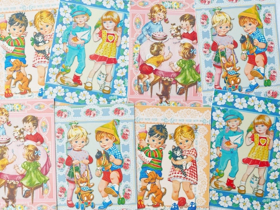 Cute Children Card Toppers Craft Scrapbooking Tags Spring - Etsy