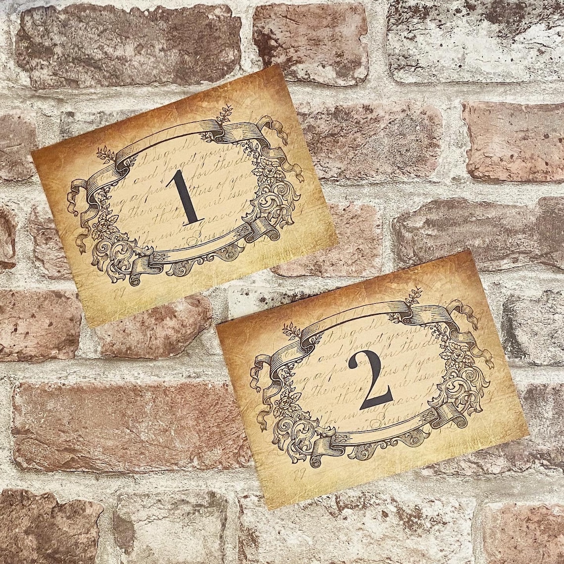 Wedding Table Numbers Cards Vintage Style Card Numbers or - Etsy
