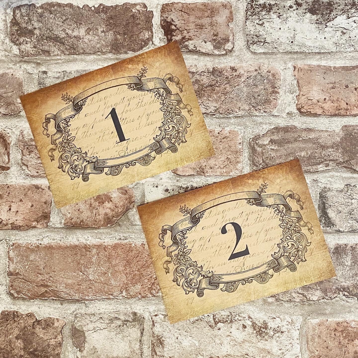 Wedding table numbers cards vintage style card numbers or | Etsy
