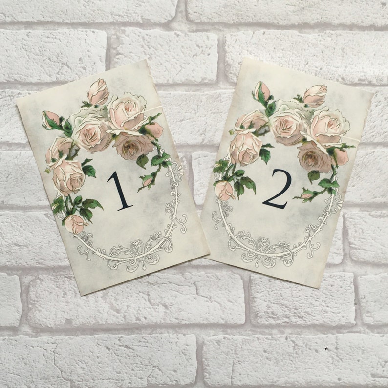 Vintage Style Wedding Table Numbers Names Cards Cream Flower - Etsy