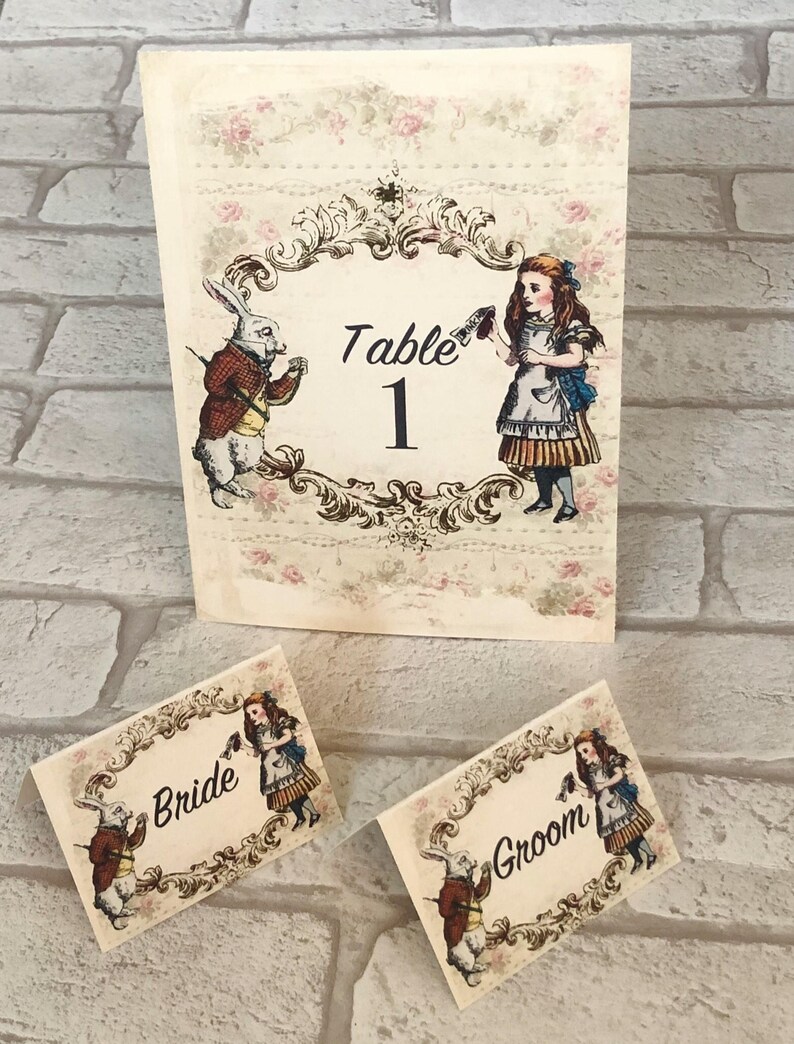 Alice in Wonderland Theme Wedding Table Cards Names or Numbers | Etsy
