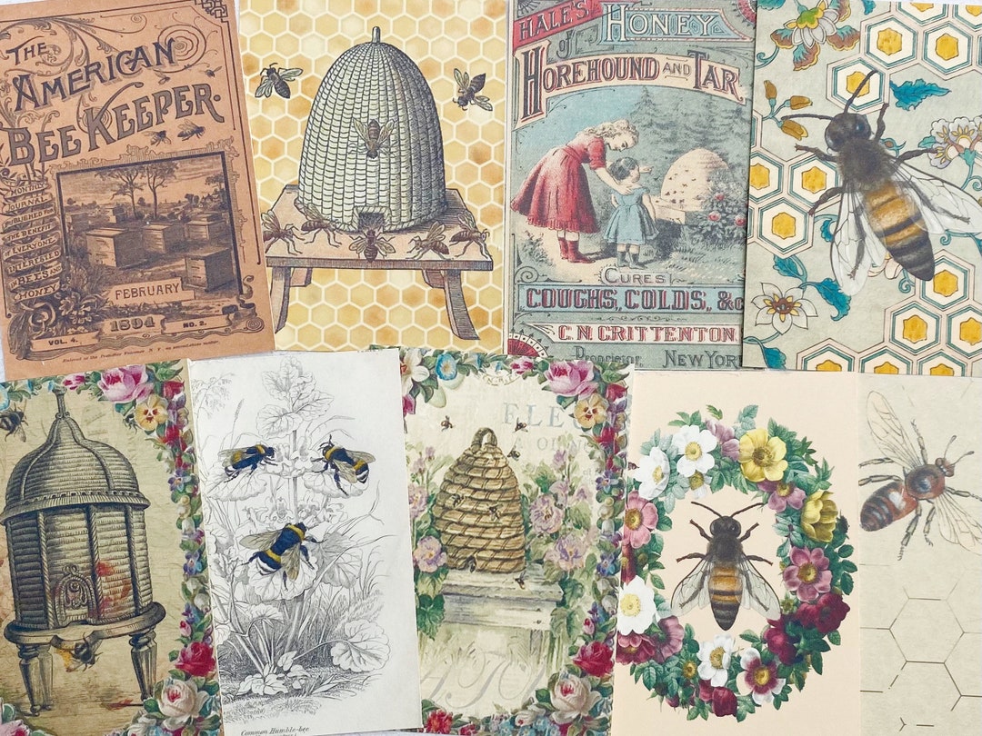 Bee Hive Card Toppers - Vintage Ephemera - Make Your Own Cards Tags ...